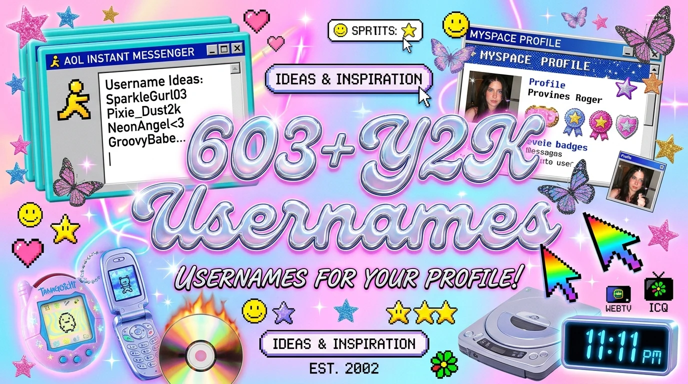 603+ Y2K Usernames (Cute, Aesthetic, Cyber & Retro 2000s Username Ideas)