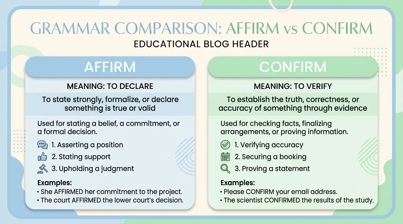 Affirm vs Confirm: What’s the Difference? Meaning, Examples, and When ...