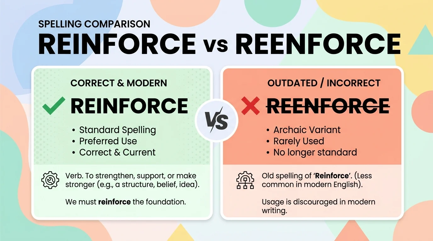 Reinforce vs Reenforce: Which Spelling Is Correct? Meaning, Examples ...